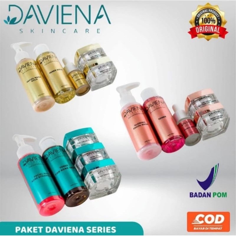 Jual DAVIENA SKINCARE ALL SERIES | DAVIENA SKINCARE PAKET GOLD, GLOWING ...