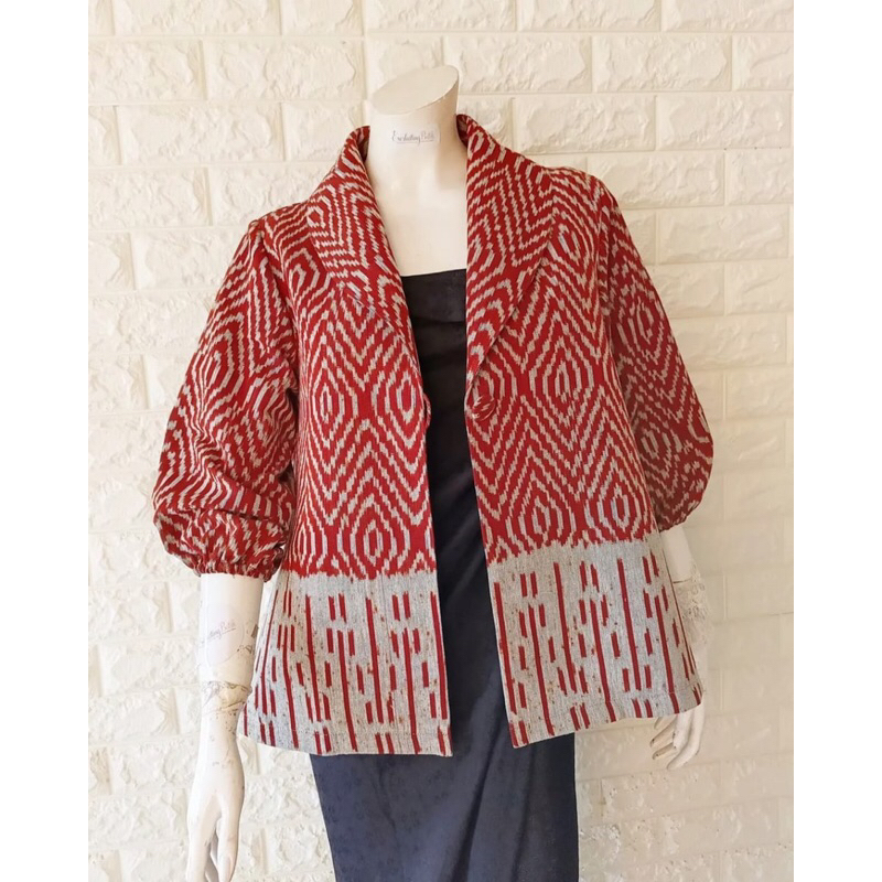 Jual Blazer tenun wanita atasan wanita baju tenun jepara blazer jumbo ...