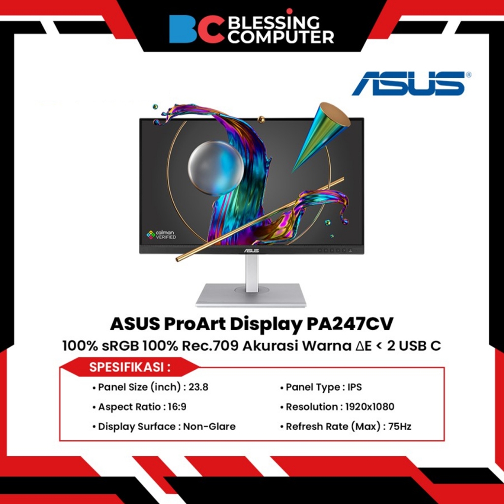Jual ASUS ProArt Display PA247CV 100% sRGB 100% Rec.709 Akurasi Warna ...