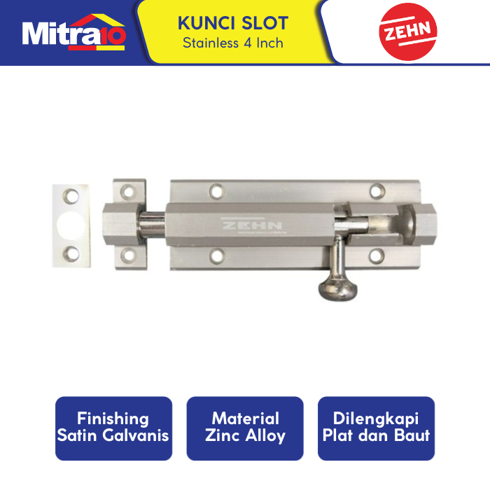 Jual Kunci Slot Pintu Stainless 4 Inch - Untuk Pintu Geser - Zehn ...