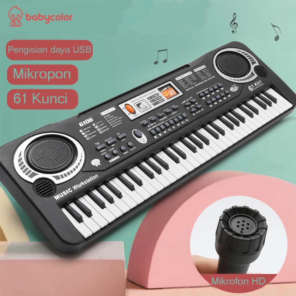 Jual BABYCOLOR Mainan Piano Keyboard Elektronik 61 Keys Portable ...