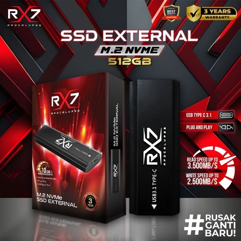 Jual ENCLOSURE M.2 NVME RX7 512GB / EXTERNAL CASE M.2 NVME TYPE C USB 3 ...