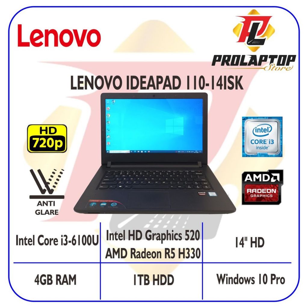 Jual Laptop Lenovo Ideapad 110-14ISK core i3 gen 6 double vga | Shopee ...