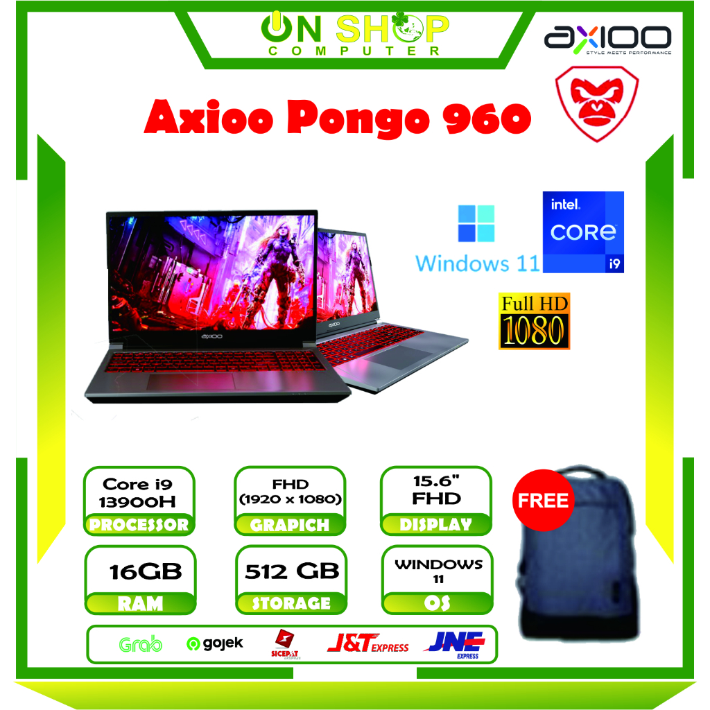 Jual AXIOO PONGO 960 Core I9 RAM 16GB SSD 512GB RTX 4060 W11 FHD ...
