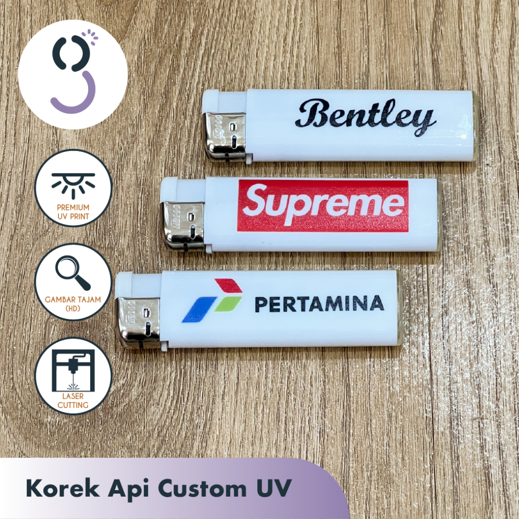 Jual Korek Api Gas Custom UV 1 Sisi / Print Logo Nama Mancis Cetak ...