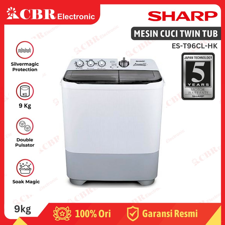 Jual Mesin Cuci SHARP 2 Tabung 9 Kg ES-T96CL-HK | Shopee Indonesia