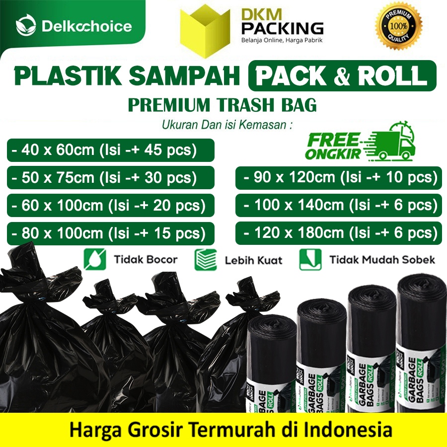Jual KANTONG PLASTIK SAMPAH HITAM TEBAL TRASH BAG ANTI BOCOR JUMBO PREMIUM TERMURAH SATUAN ...