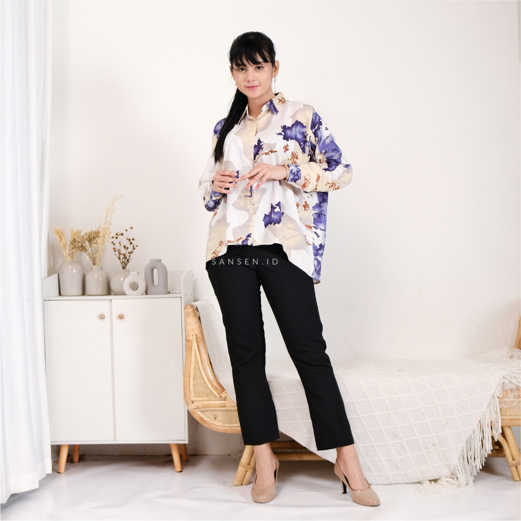 Jual Kemeja Oversize Atasan Wanita Rayon Premium Motif Kekinian Jumbo ...