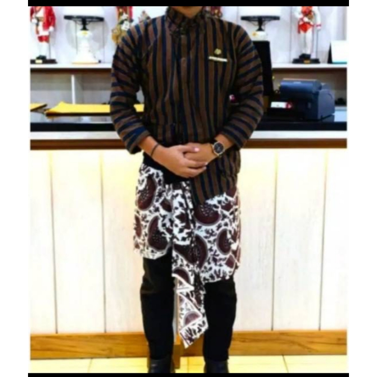 Jual 1 SET SETELAN BAJU SURJAN LURIK PRIA + SEMBONG/TIPAR/ROK SETENGAH KAKI, PAKAIAN TENUN ...