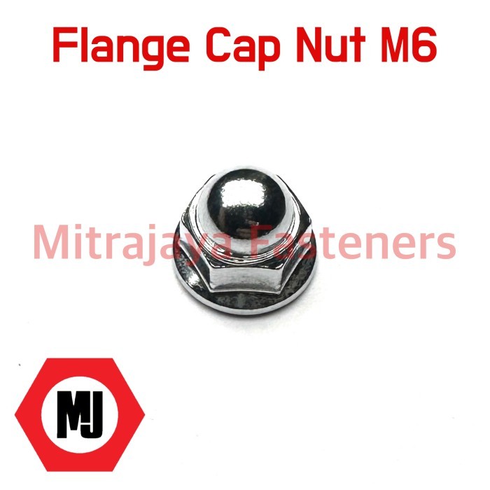 Jual Flange Cap Nut Mur Topi M6 Chrome | Shopee Indonesia