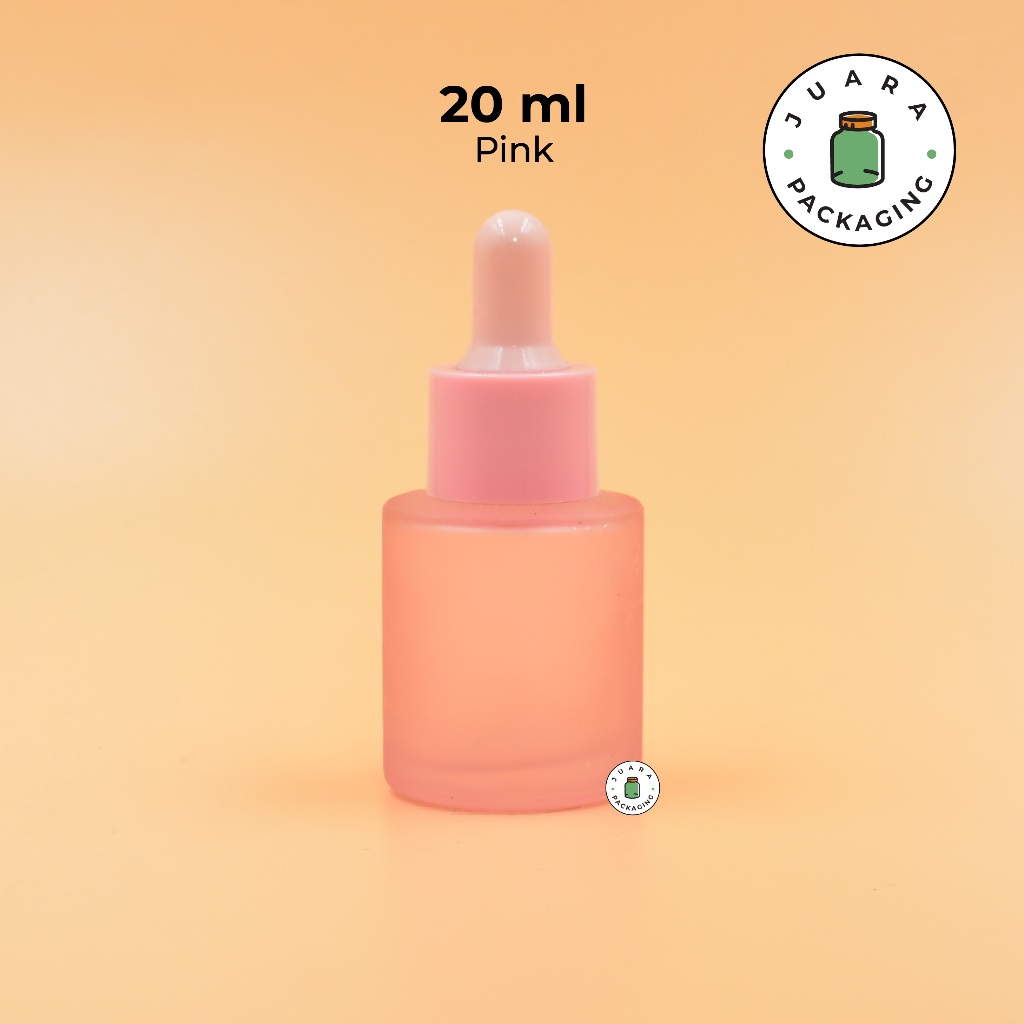 Jual Botol Pipet Serum 20ml Pink Merah Muda Kaca Tebal Buram Matte ...