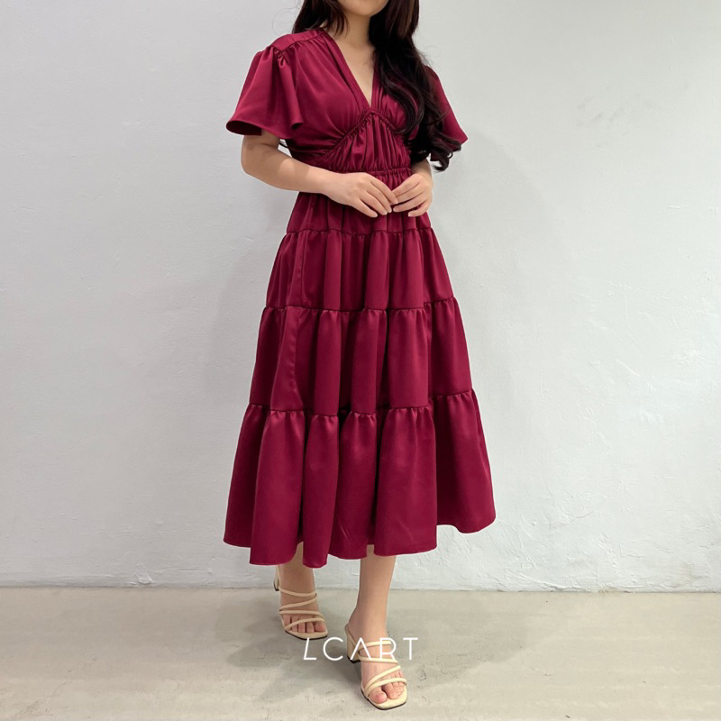 Jual LCART - Esme Satin Dress | Dress Satin Wanita | Shopee Indonesia