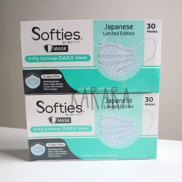 Jual SOFTIES Daily Mask | Masker Daily 3ply Earloop [ Polos / Japanese ...