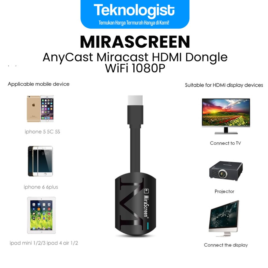 Jual MiraScreen AnyCast Miracast HDMI Dongle WiFi 1080P | Shopee Indonesia