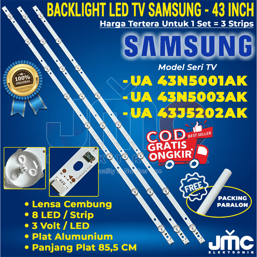 Jual BACKLIGHT TV LED SAMSUNG 43 INCH UA43N5001AK UA43N5003AK UA43J5202AK 43N5001 43N5003 ...