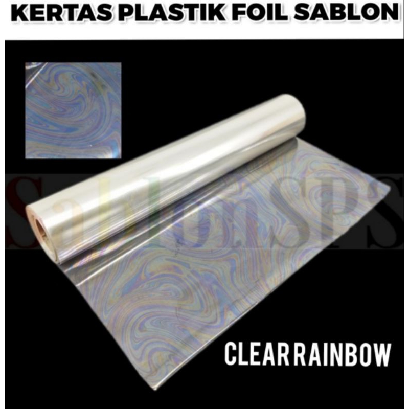 Jual PLASTIK KERTAS FOIL 30CMX5M TRANSFER SABLON CLEAR RAINBOW | Shopee ...