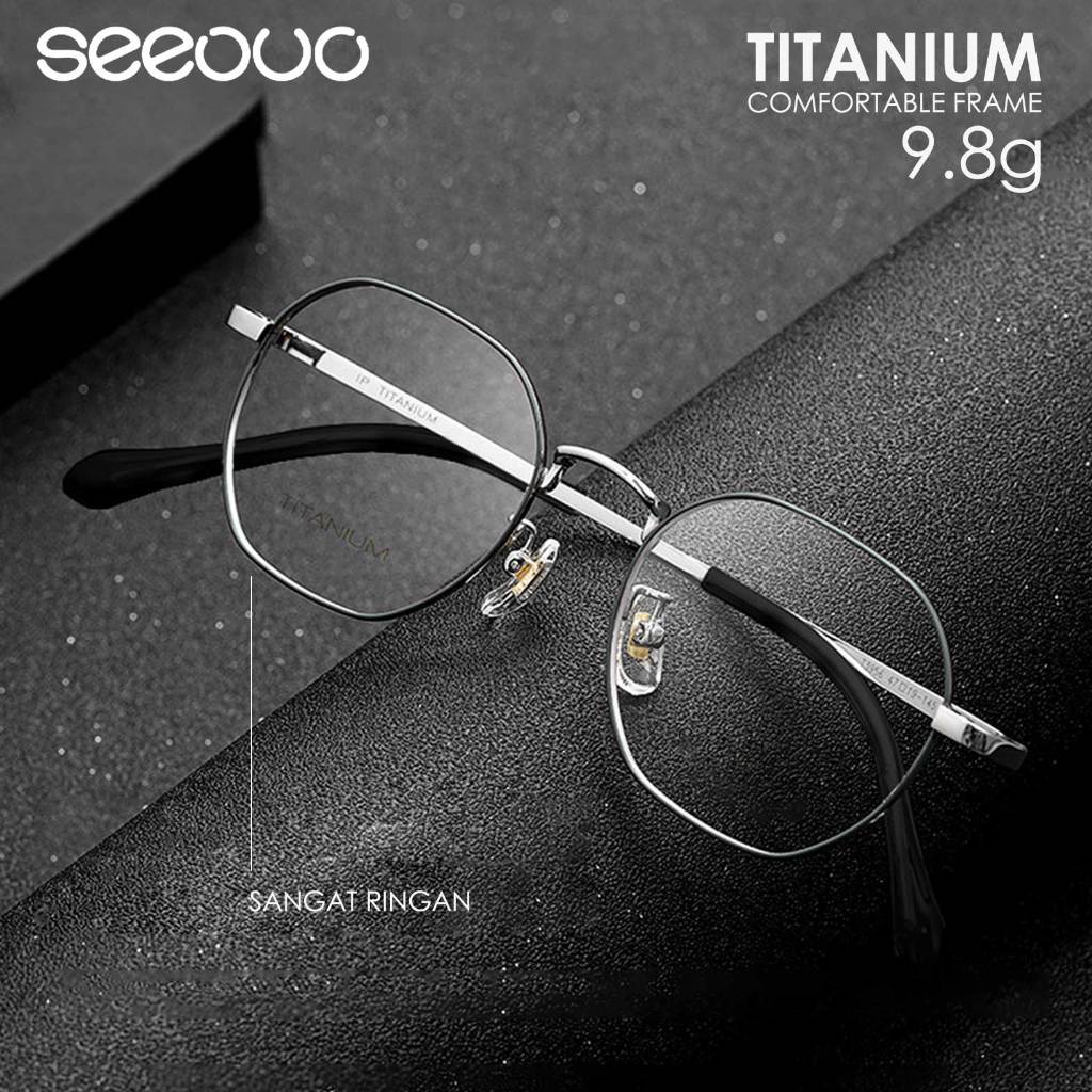 Jual Seeouo Frame Kacamata Style Bulat Titanium Elegan Ringan Kokoh Pria Wanita Bisa Minus T ...