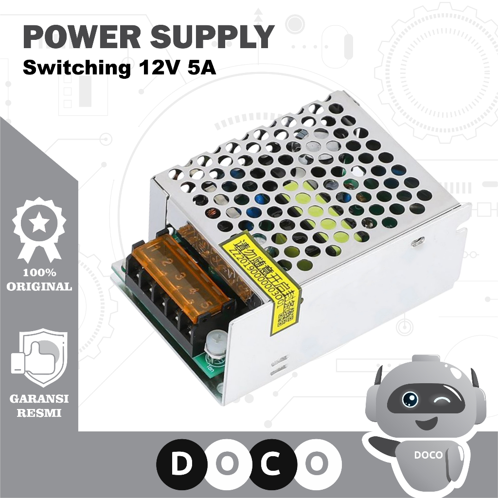Jual Power Supply 5A 12V Adaptor Switching Suplai CCTV Lampu Trafo LED Strip 12 Volt 5 Ampere ...