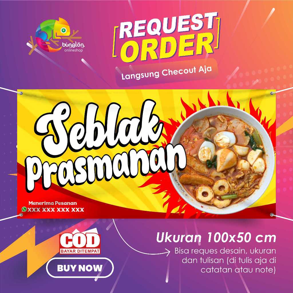 Jual Size 100x50 Cm Spanduk Banner Seblak Prasmanan | Shopee Indonesia