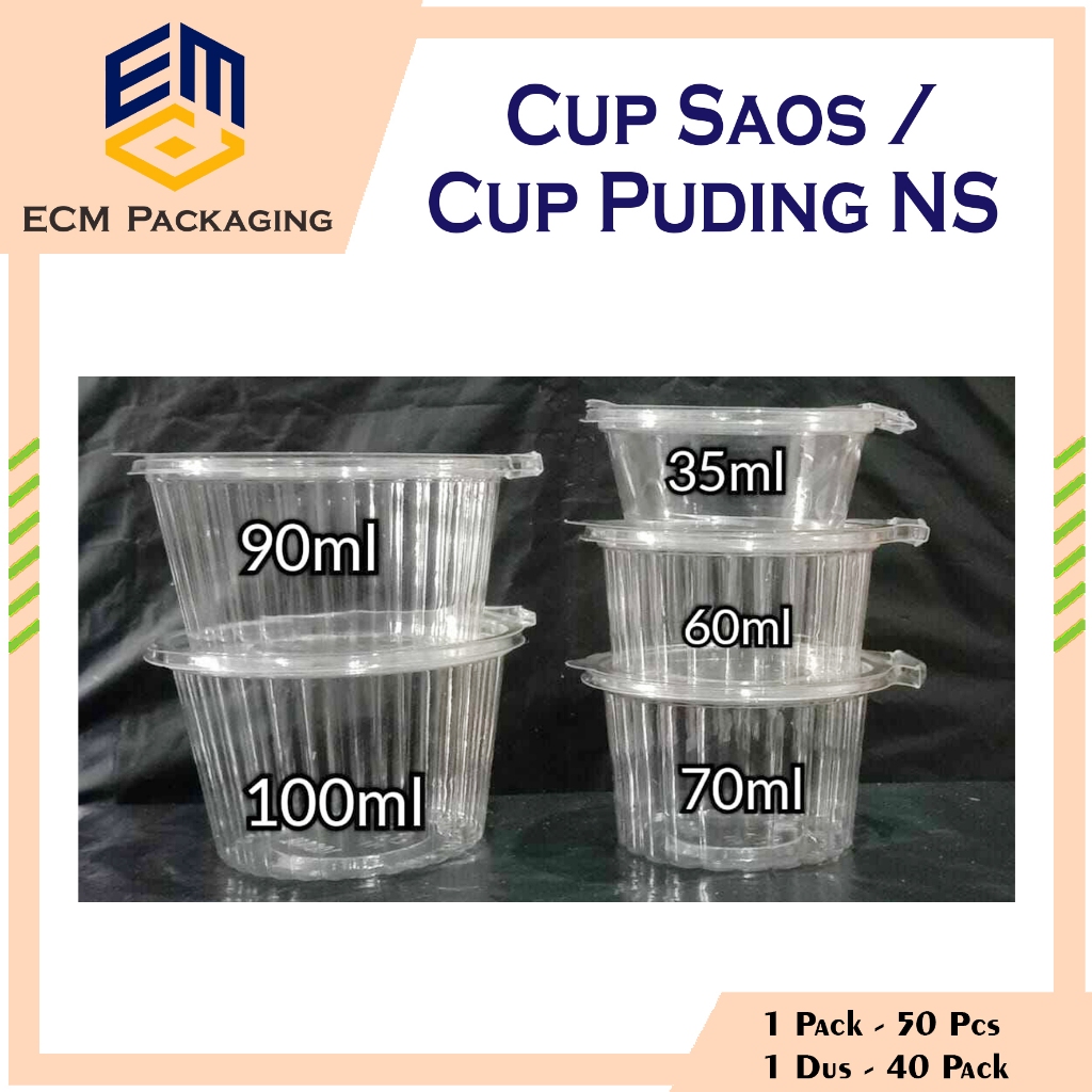 Jual Cup Mika NS | Cup Saus Pudding Sambal Tutup Sambung 25ml 35ml 60ml 70ml 90ml 100ml 50pcs ...