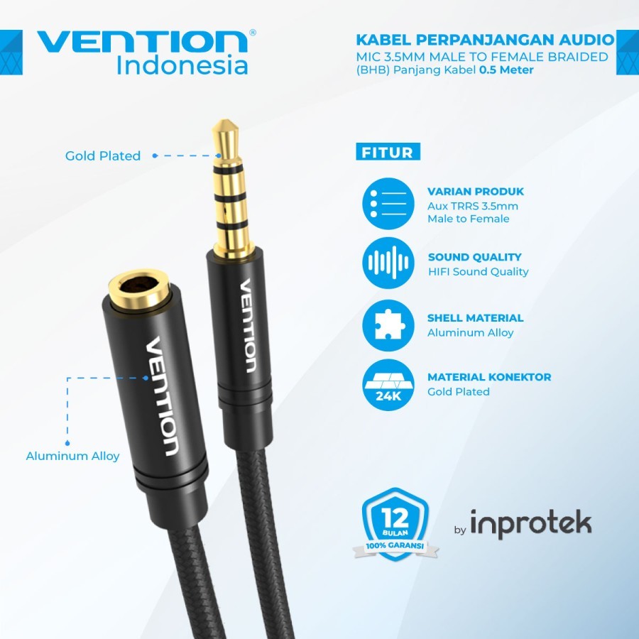 Jual Vention Kabel Perpanjangan Audio Mic 3.5mm Male to Female Braided BHC | Shopee Indonesia