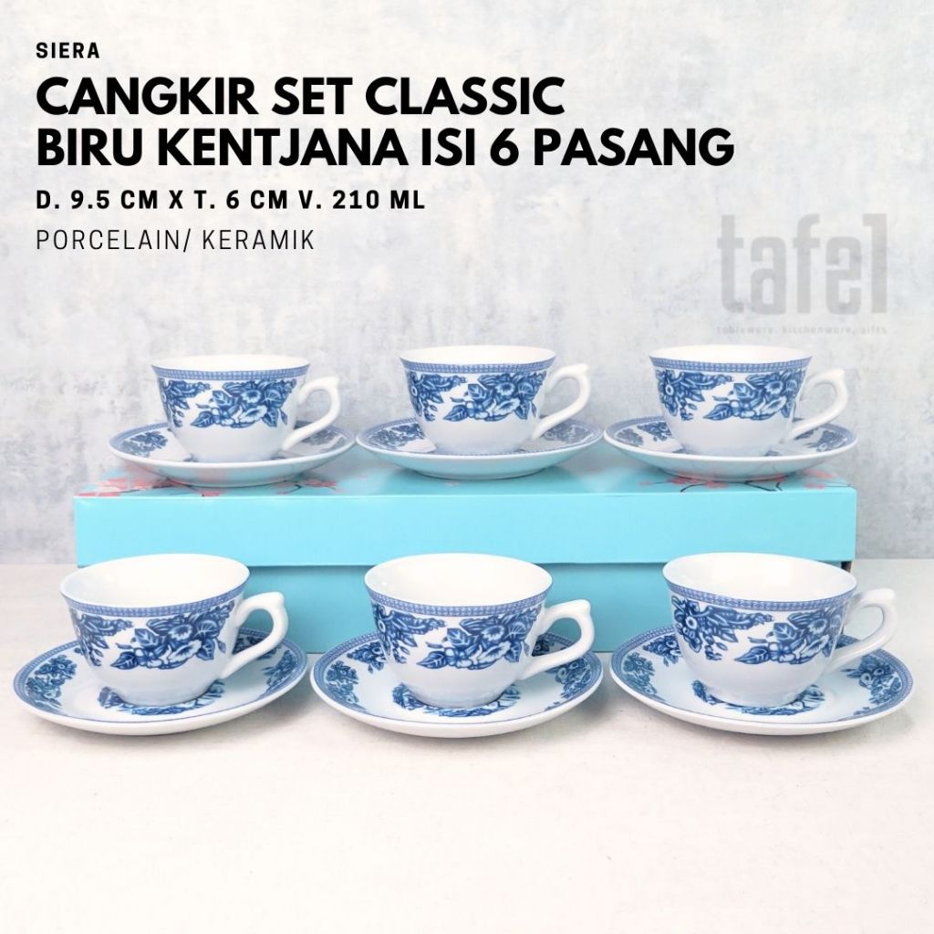 Jual Cangkir Set Kopitiam Biru Kentjana isi 6 Pasang | Shopee Indonesia