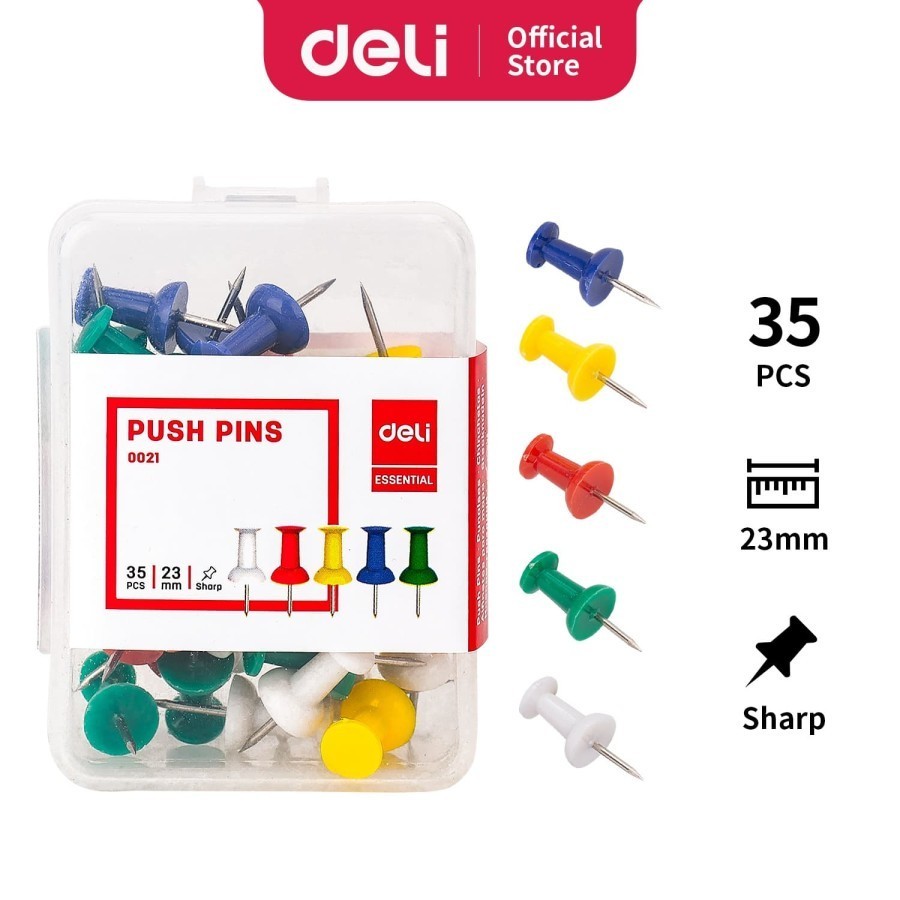Jual Push Pin Deli E0021 Paku Payung Warna Pin-Color Push Pins 23mm ...