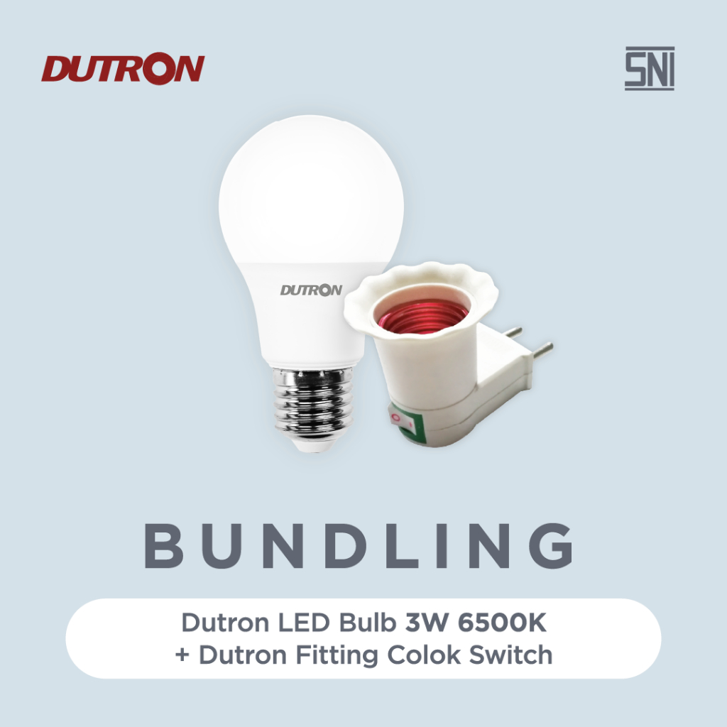 Jual DUTRON Bundling Lampu LED Bulb 3W 6500K + Fitting Colok Saklar ...