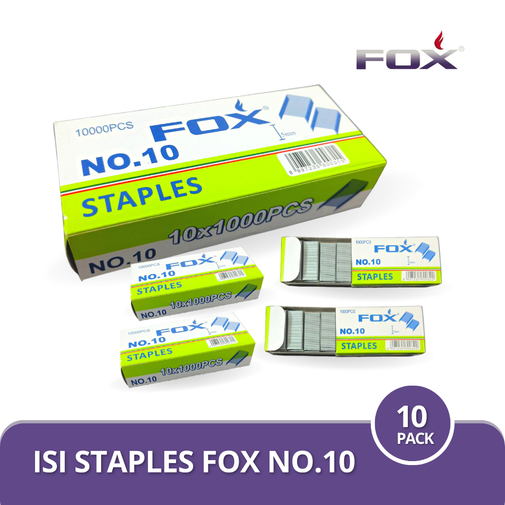 Jual FOX Isi Staples 10 Pack/Isi Staples Termurah/Stapler FOX No.10 ...