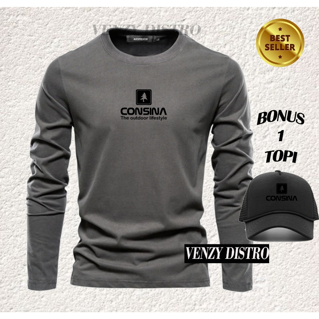 Jual Bonus Topi !!! Tshirt Distro Logo Consina The Outdoor Text Hitam ...