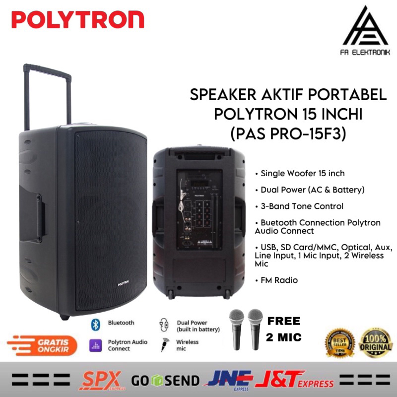 Jual POLYTRON Speaker Aktif 15 Inchi Portable Bluetooth PAS PRO 15F3 | Shopee Indonesia