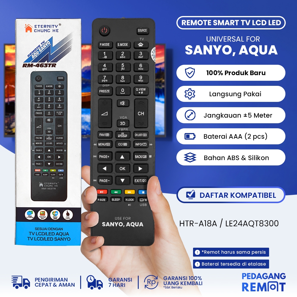 Jual Remot Remote TV Sanyo / Aqua LCD LED Smart TV Multi Universal | Shopee Indonesia