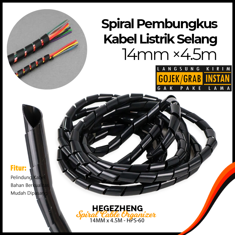 Jual Spiral Pembungkus Pelindung Kabel Listrik Cable Organizer 14mm x 4 ...