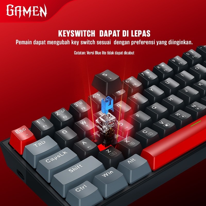 Jual Gamen Titan V / 5 Wired Gaming Keyboard 60% Mechanical Garansi ...