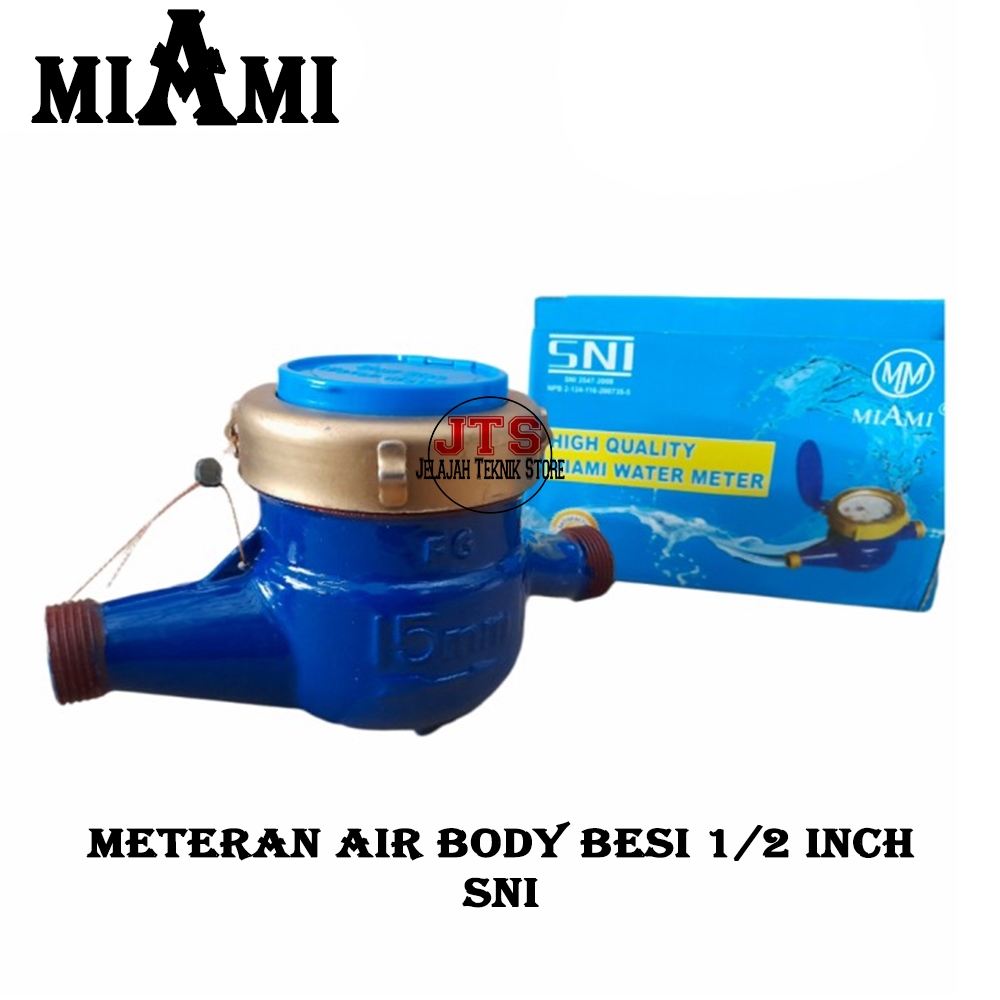 Jual Meteran Air Bodi Besi MIAMI 1/2 inch Water Meter 1/2'' inch PDAM ...