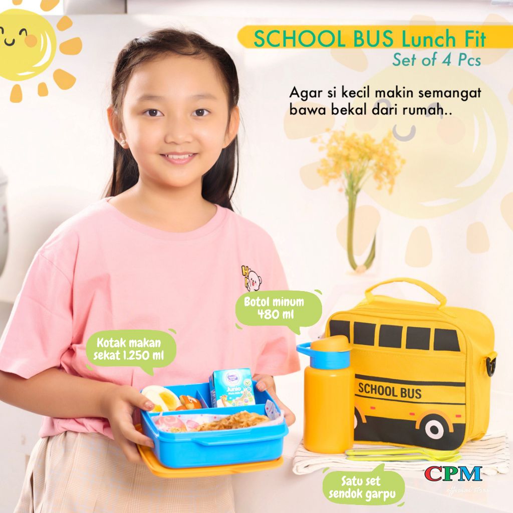 Jual CPM lunch bag school bus set of 4 pcs | Shopee Indonesia