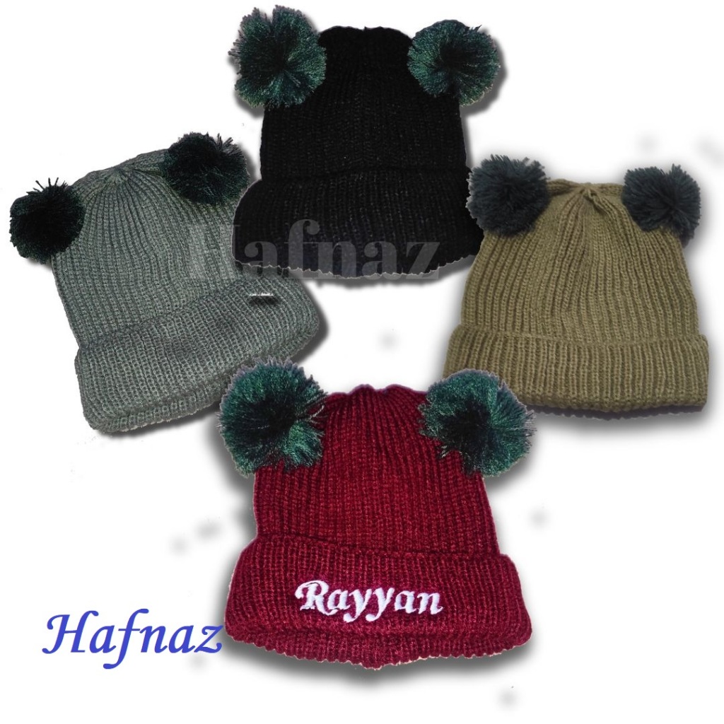 Jual Kupluk Pompom Bayi/Anak Jambul 0-2 Tahun Custom Nama Tanpa PO ...