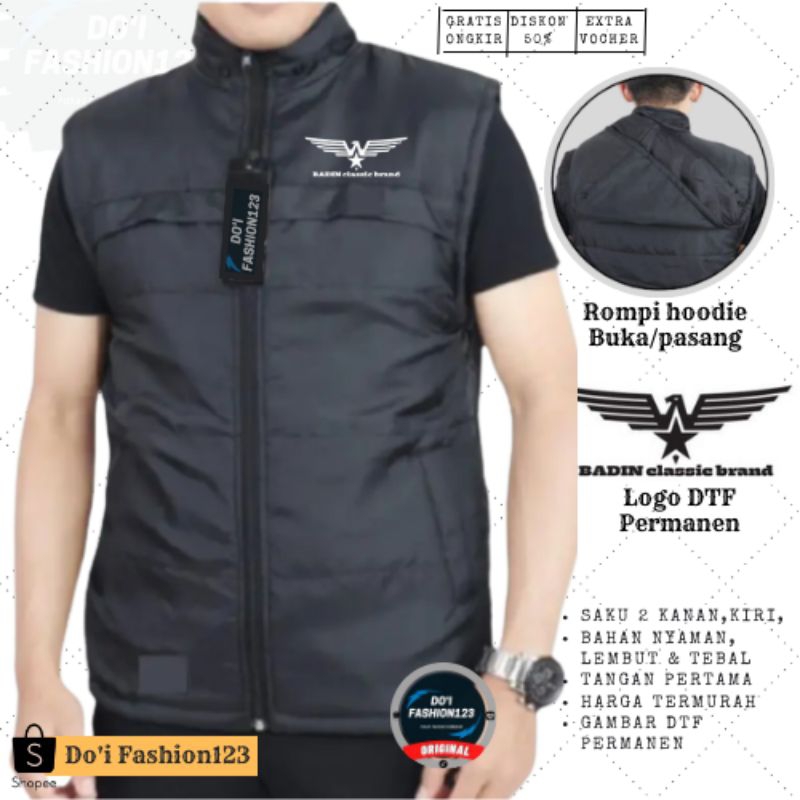 Jual Rompi polos pria tebal / Vest pria pelindung dada murah size ...