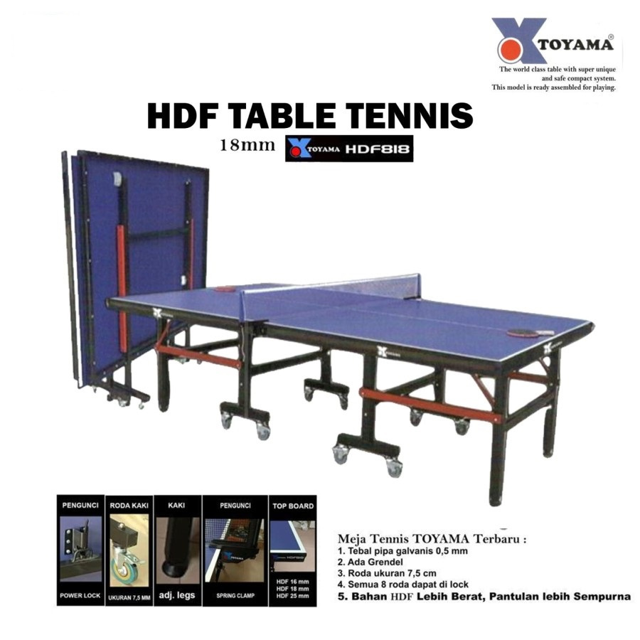 Jual Meja Pingpong Tenis Meja OriginaL Toyama HDF818 HDF 818 18MM | Shopee Indonesia
