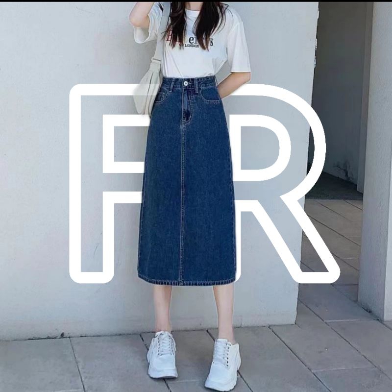Jual Rok Jeans Highwaist A-Line Panjang 7/8 - Basic Skirt Jeans 780 ...