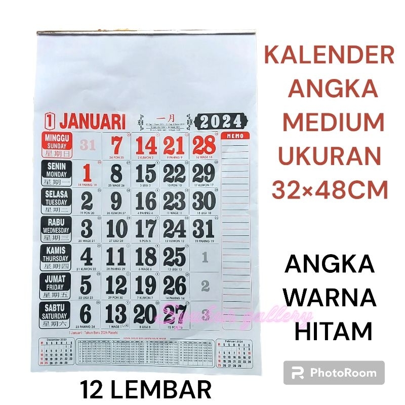 Jual ( 10 PCS ) Kalender Angka bulanan 2024 kalender kerja HITAM ...