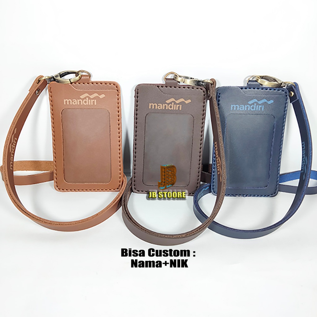 Jual Tempat Id Card MANDIRI Kulit Custom Nama / Id Card Holder Mandiri ...