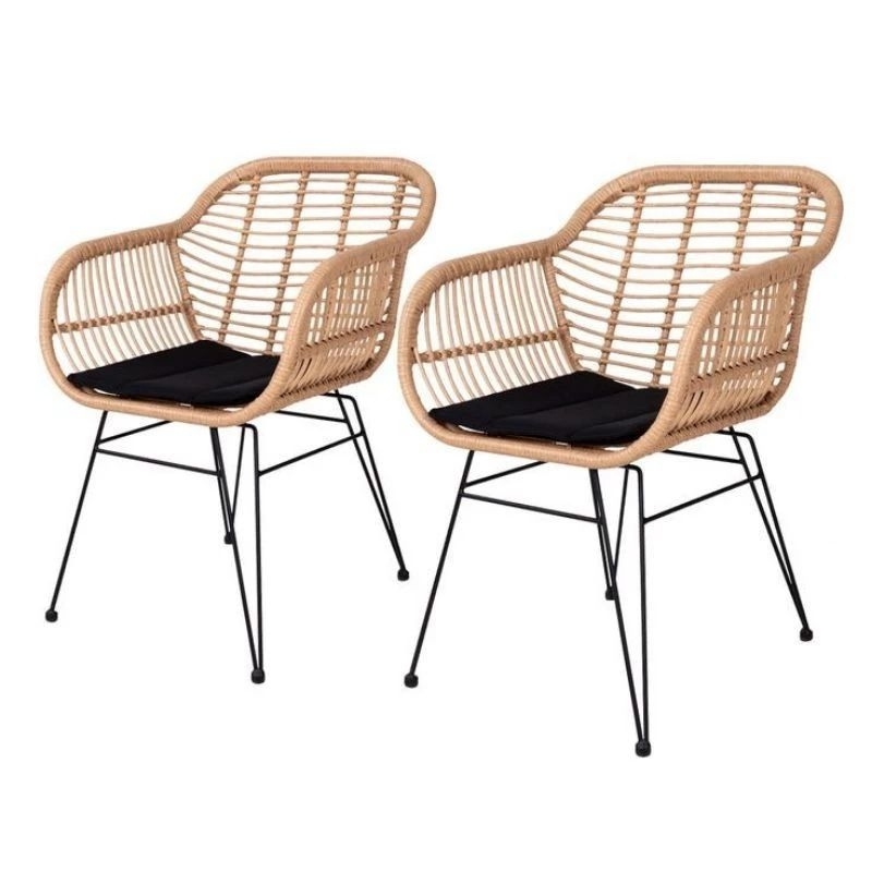 Jual Kursi teras/Kursi Cafe Minimalis Rangka Besi Anyaman Rattan Alami ...