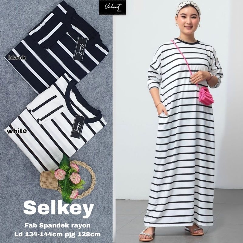 Jual Selkey By Valent Dres Salur Terbaru Dres Motif Garis Garis Dres ...