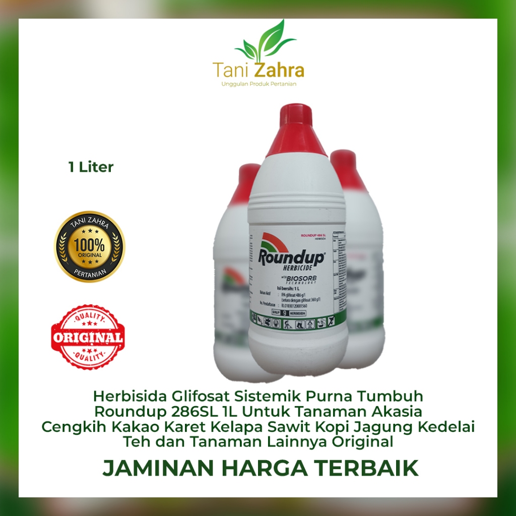 Jual Herbisida Glifosat Sistemik Purna Tumbuh Roundup 286SL 1L Untuk ...