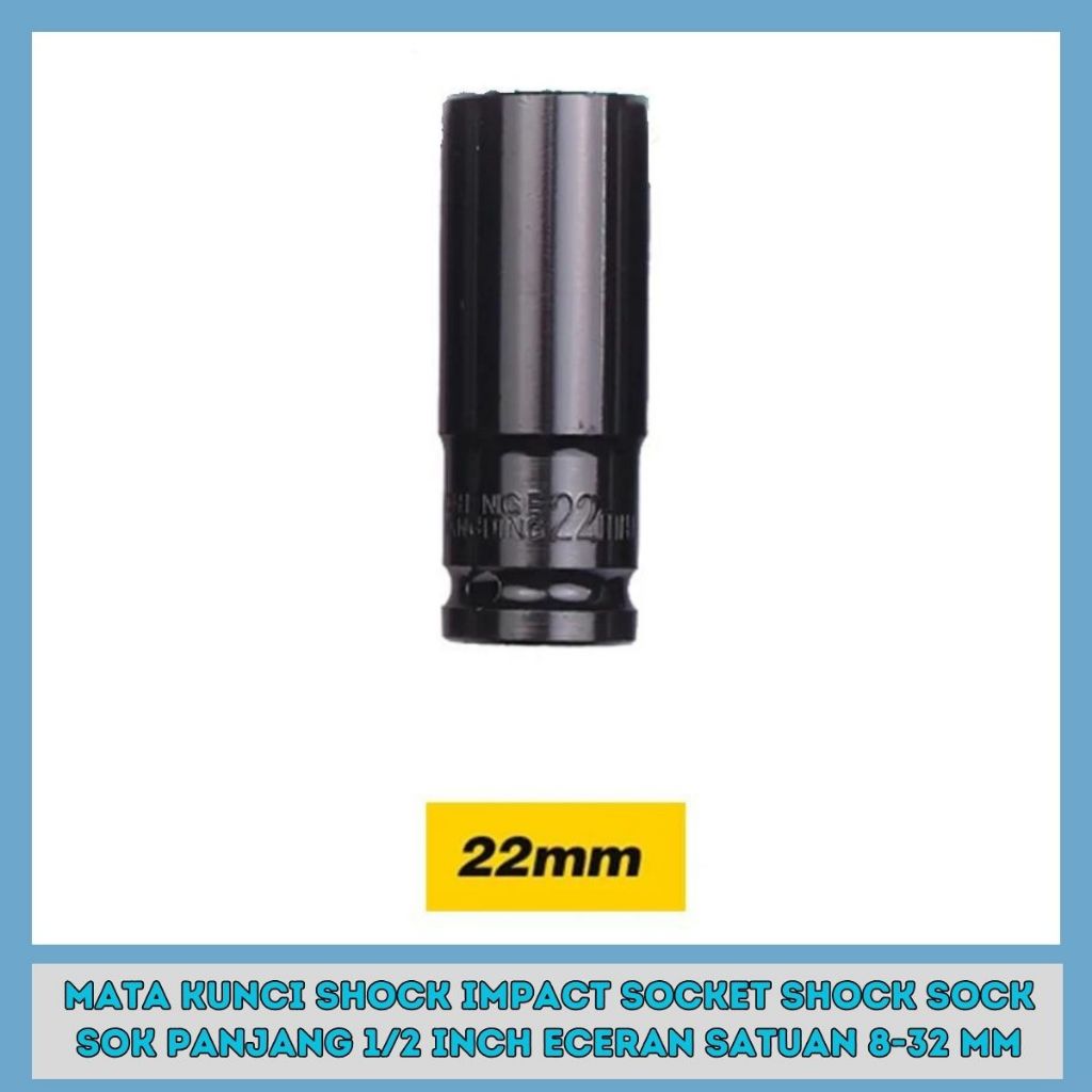Jual Mata Kunci Shock Impact Socket Shock Sock Sok Panjang 1/2 Inch Eceran Satuan 8-32 mm ...