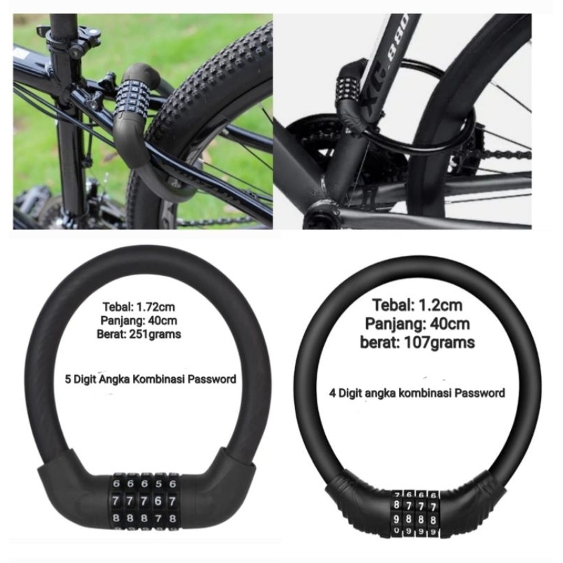 Jual Kunci Gembok Sepeda Password Lock 4 5 Code Kombinasi Angka Gembok ...