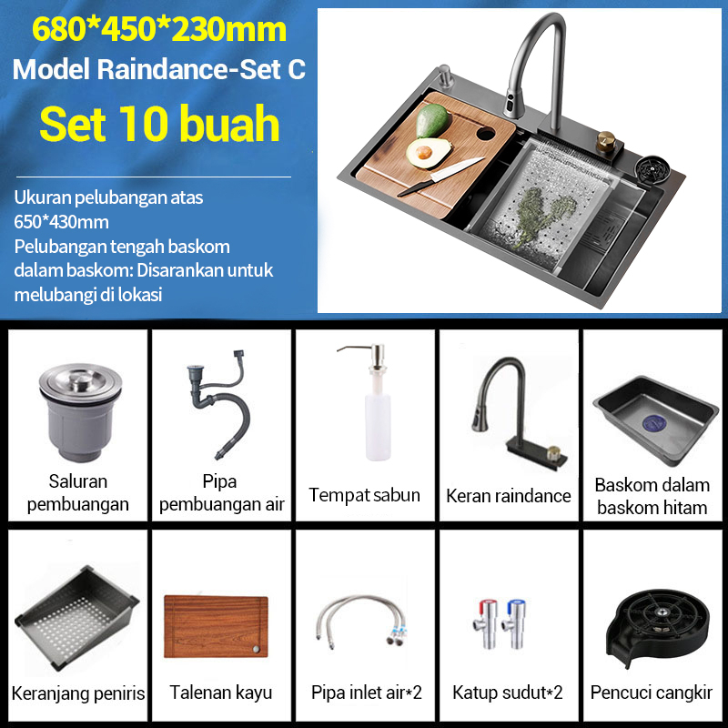 Jual Set Lengkap Kitchen Sink Black / Wastafel Bahan Stainless Steel ...