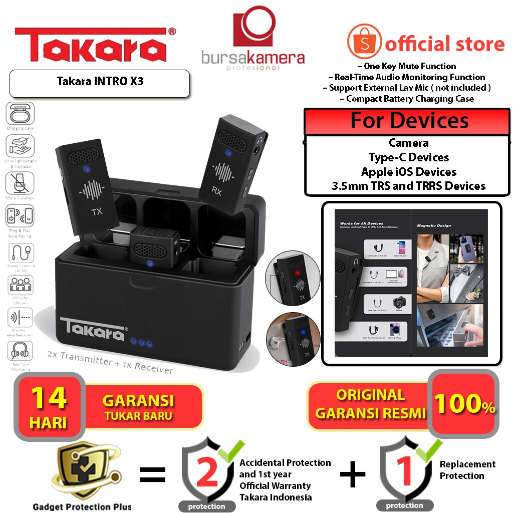 Jual Takara INTRO X3 Digital Wireless Mic Microphone with Charging Case ...