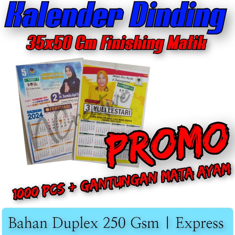 Jual 1000 PCS CETAK KALENDER DINDING CUSTOM PARTAI/ PT/ PRIBADI 2026 ...